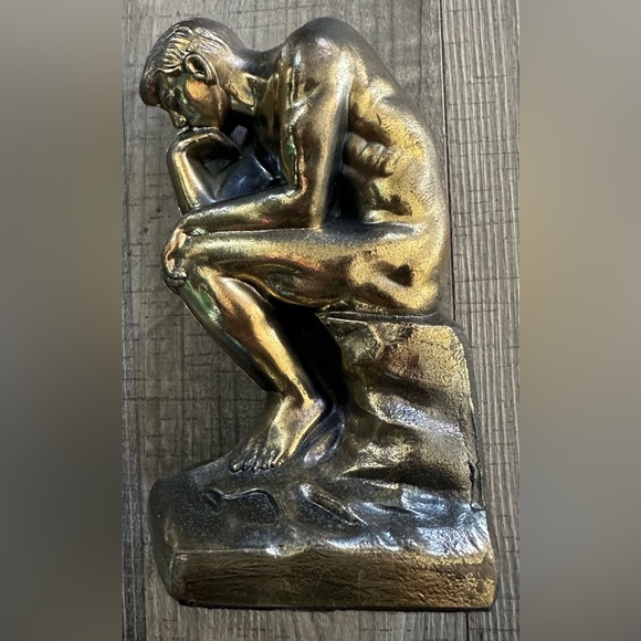 Art | Vintage 1928 Thinking Man The Thinker Brass 7 Statue Bookend ...